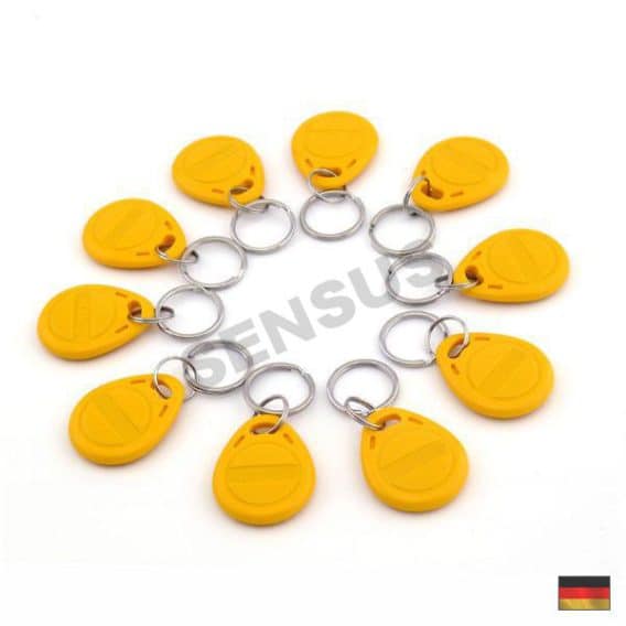 10 x RFID gelb Transponder Key Tag Keyfob Schlüsselanhänger 125kHz ...