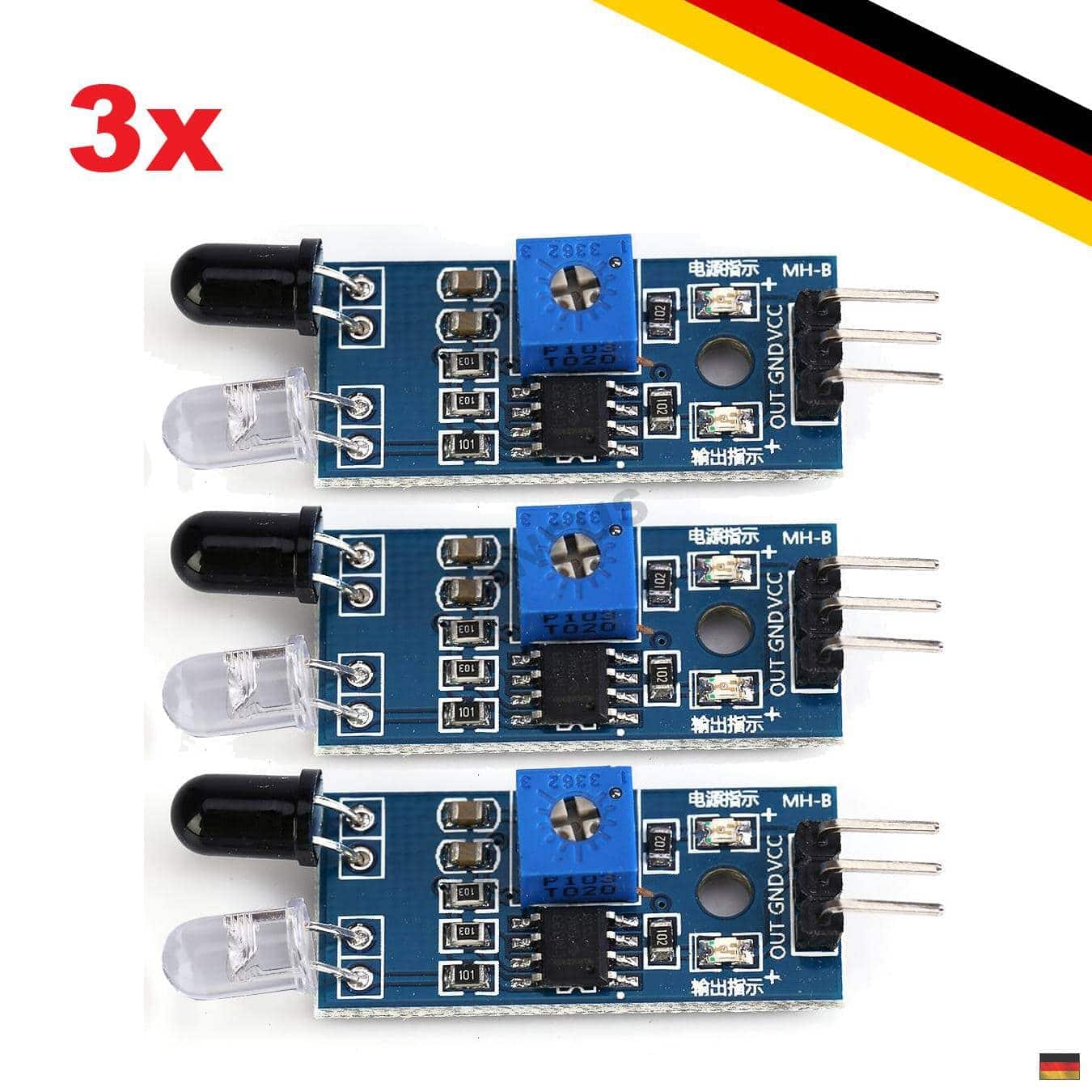 3 X Ir Infrarot Hindernis Erkennung Abstandssensor Sensor Modul Arduino Raspberry Pi Makershopde
