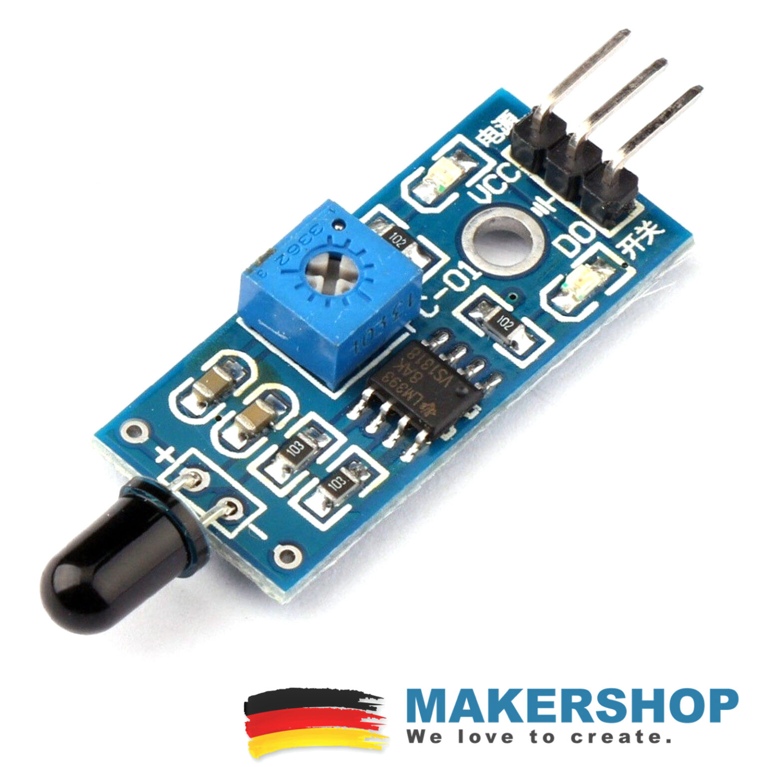 IR Infrarot Flammen Feuer Brand Sensor LM393 KY-026 Arduino Raspberry ...