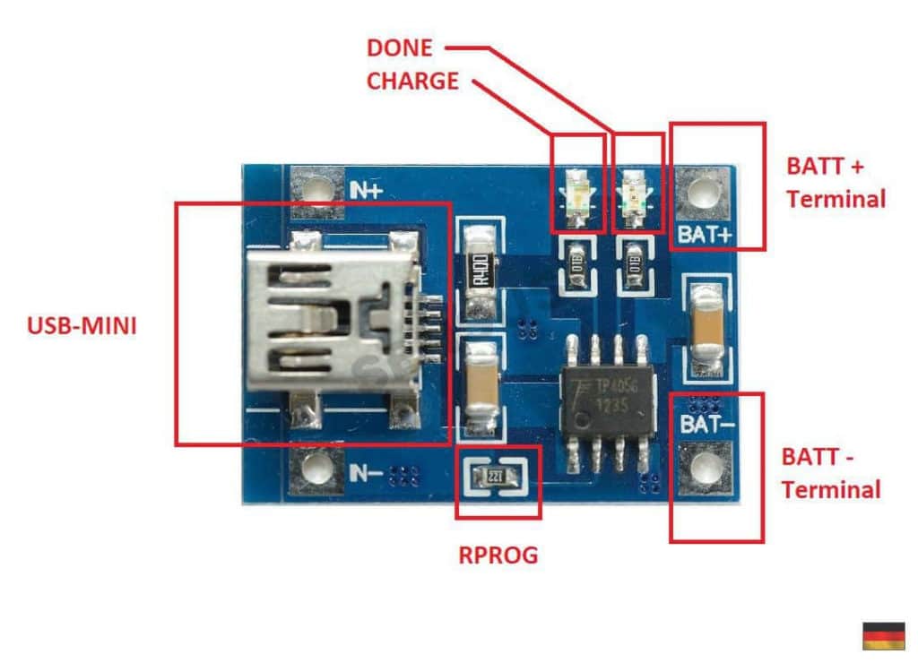 1S Lipo Ladegerät Lademodul Arduino 1A 1000mA Mini USB Lithium Lader ...