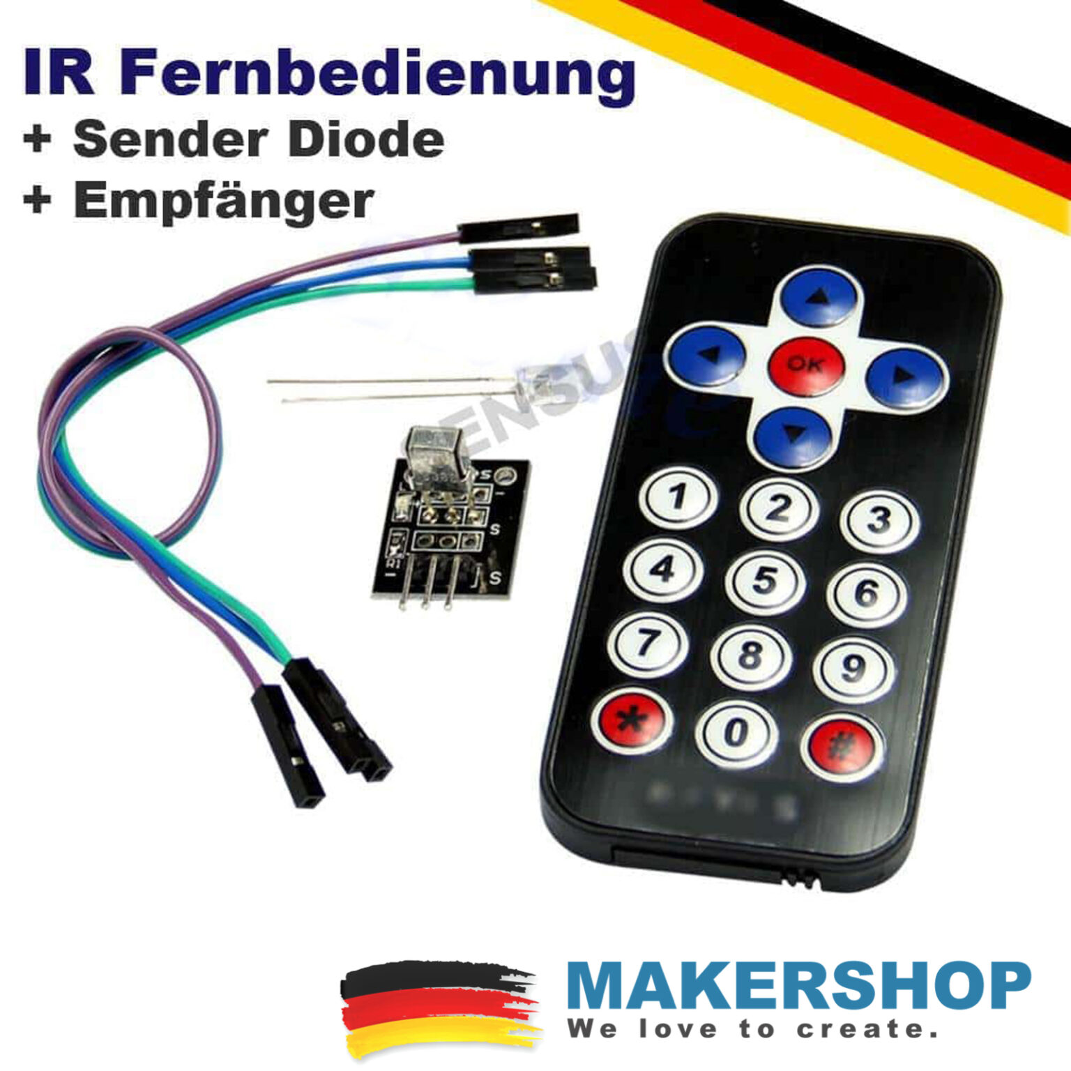 Ir Infrarot Funk Fernbedienung Set Sender Empfänger Arduino Raspberry Pi Modul Makershopde
