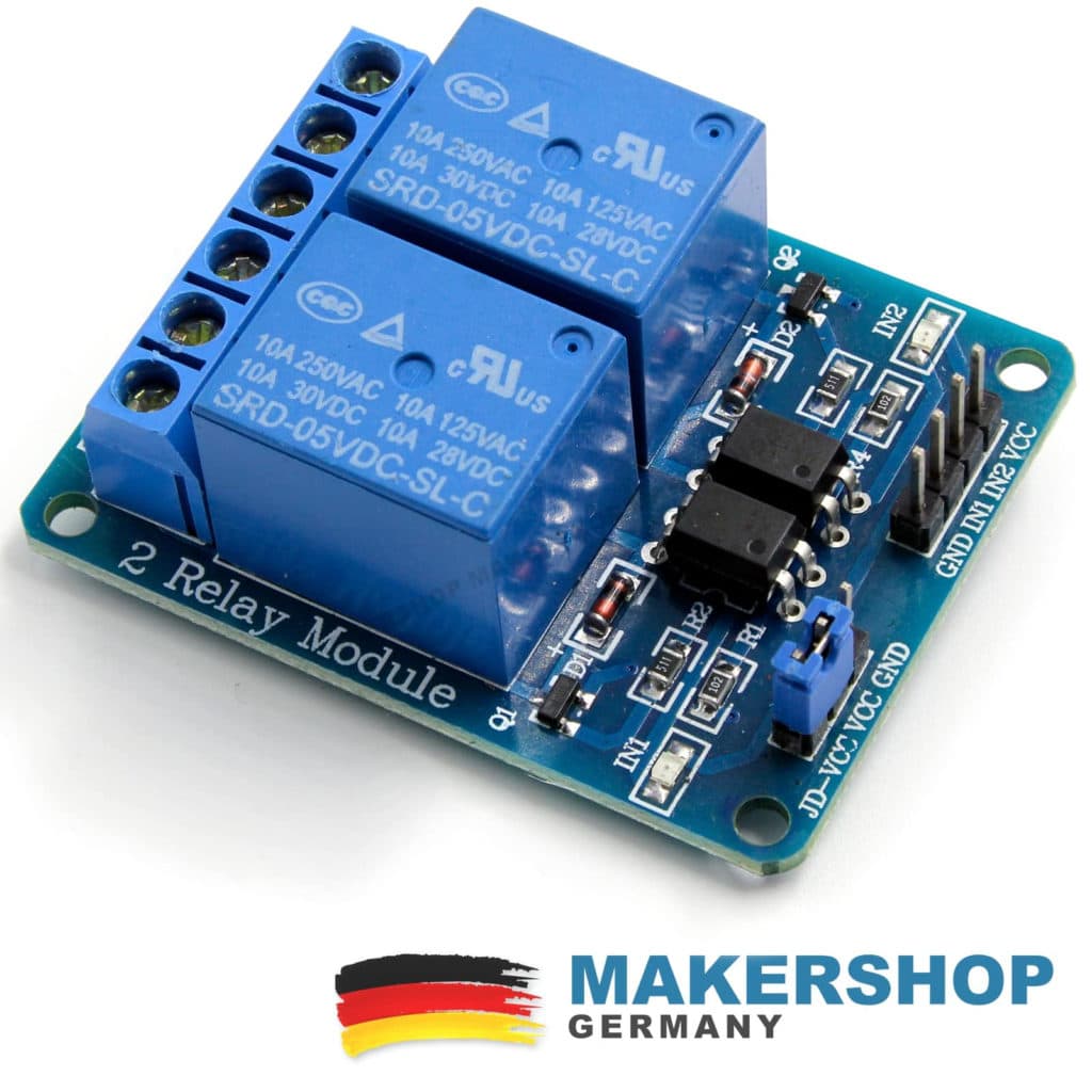 2 Kanal Relais Modul Arduino Raspberry Pi Relaiskarte 5V 230 Volt 230V ...