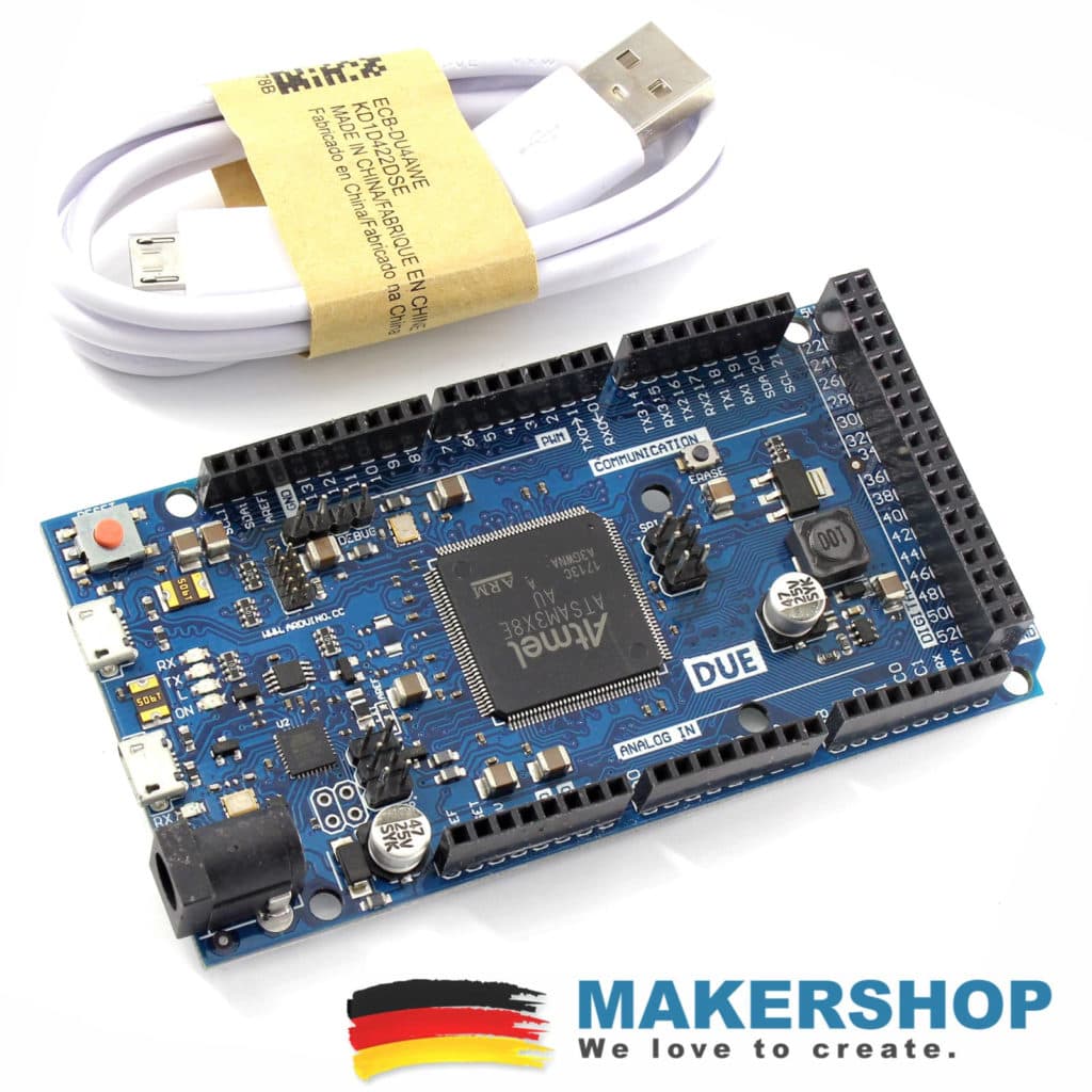 DUE 2012 Entwicklungsboard + USB – ATMEL Arduino komp. SAM3X8E 32-Bit ...