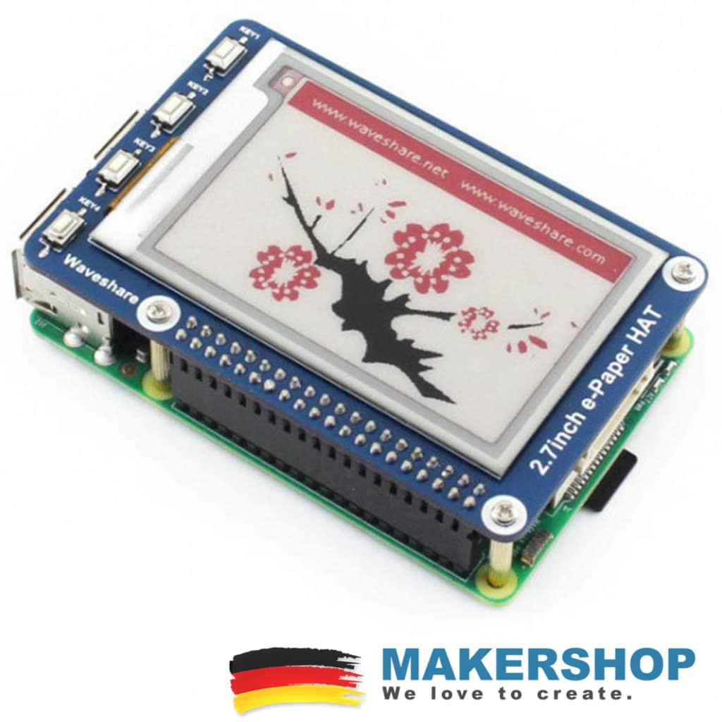 Waveshare 264×176 2.7inch E-Ink Display HAT Raspberry Pi 3 Farbe ...