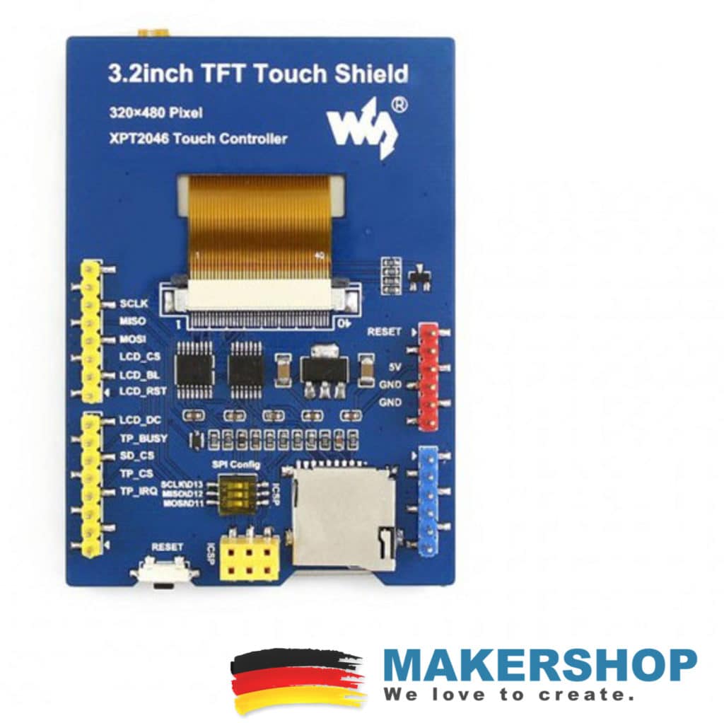 3.2inch TFT Touch Shield Arduino Waveshare 320×240 SPI ILI9341 XPT2046 – MAKERSHOP.DE