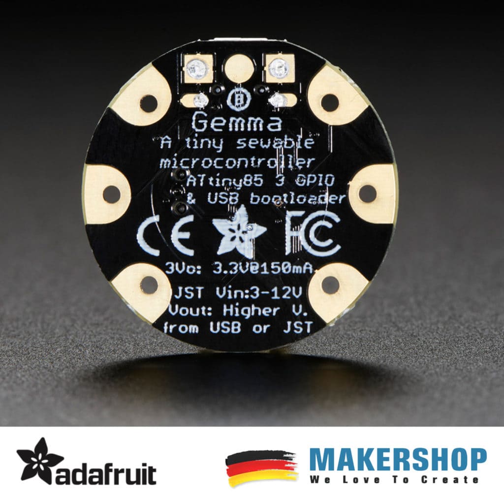 Adafruit GEMMA v2 – Kompakte Wearable-Platform mit ATtiny85 Arduino 1222 – MAKERSHOP.DE