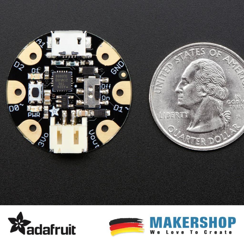 Adafruit GEMMA v2 – Kompakte Wearable-Platform mit ATtiny85 Arduino 1222 – MAKERSHOP.DE