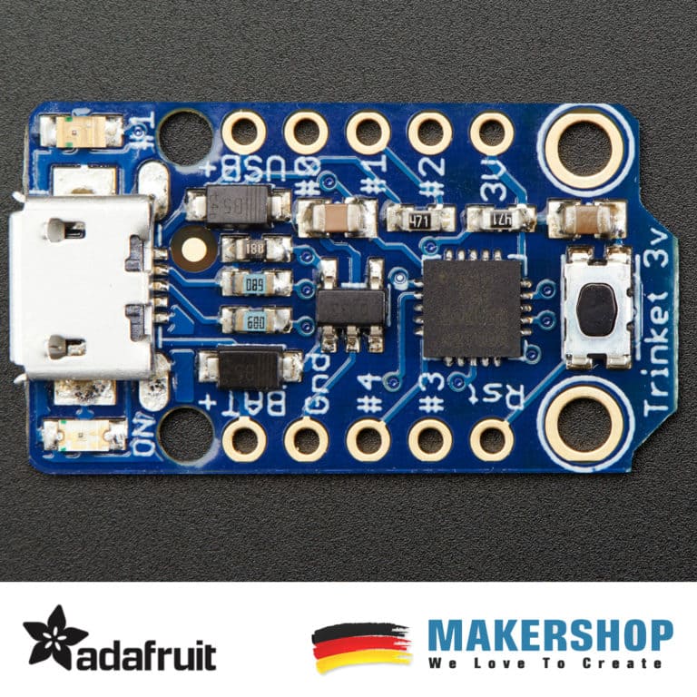 Adafruit Trinket Mini Mikrocontroller Board 3.3V 8MHz MicroUSB Arduino ...